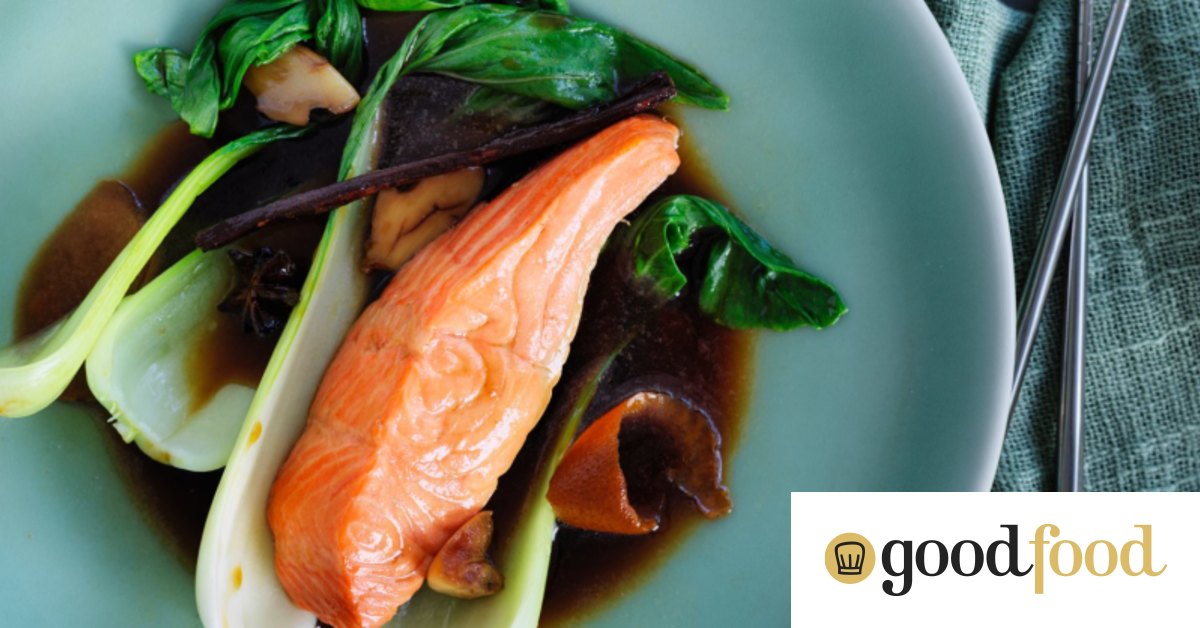 Ocean trout fillets poached in red master stock