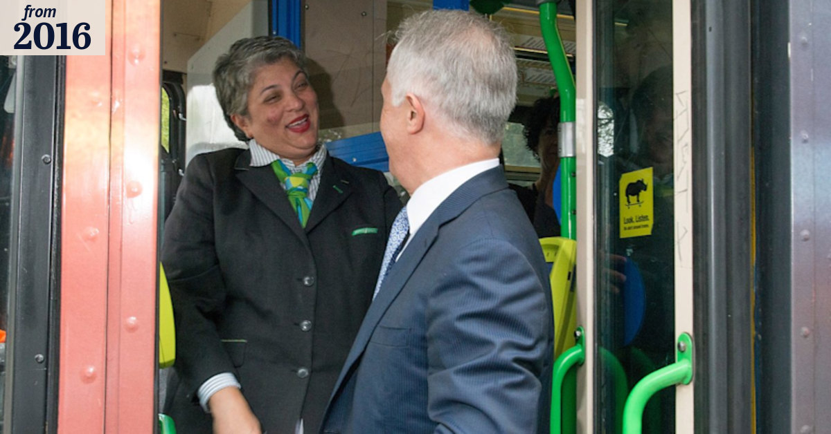 Malcolm Turnbull takes time away from the chaos to ride the tram