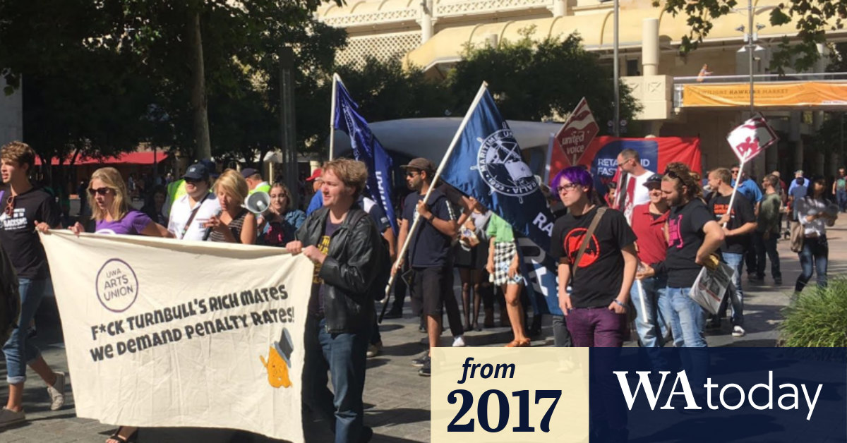 Perth students protest against federal cuts to education, pay and welfare