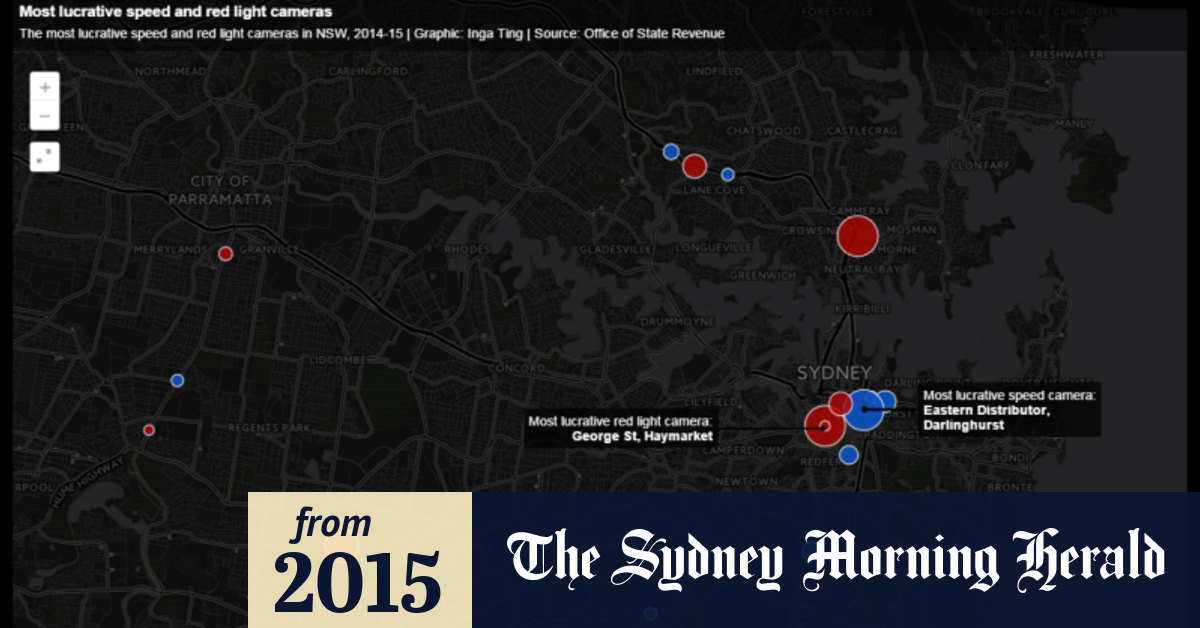 NSW's most lucrative speed and red light cameras, mapped