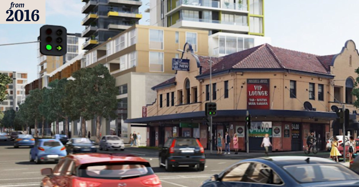 Parramatta Road redevelopment plan before and after