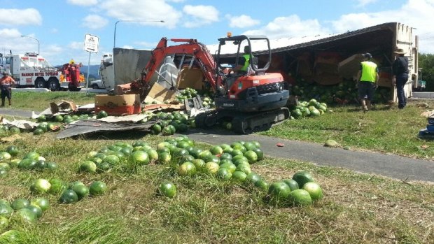 Watermelons spill over Captain Cook Highway