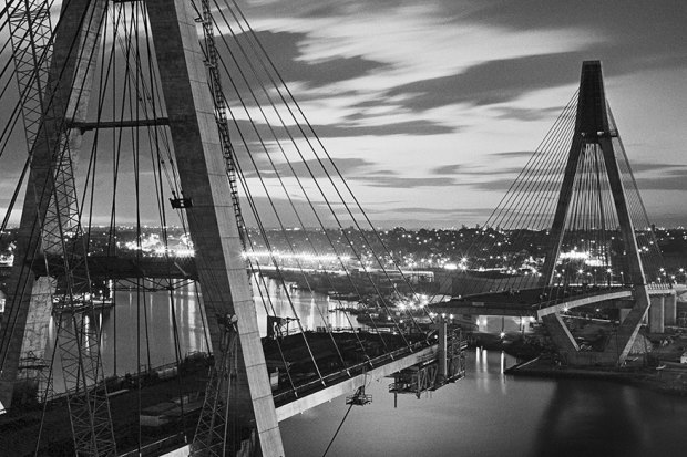 The Anzac Bridge in focus