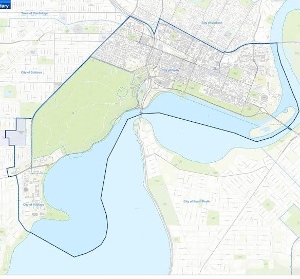 Redrawn Perth city boundary map claims UWA, Kings Park
