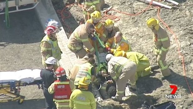 Man rescued from deep pit on a construction site