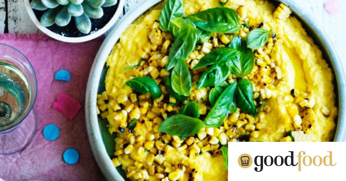 Grilled corn puree with parmesan and basil