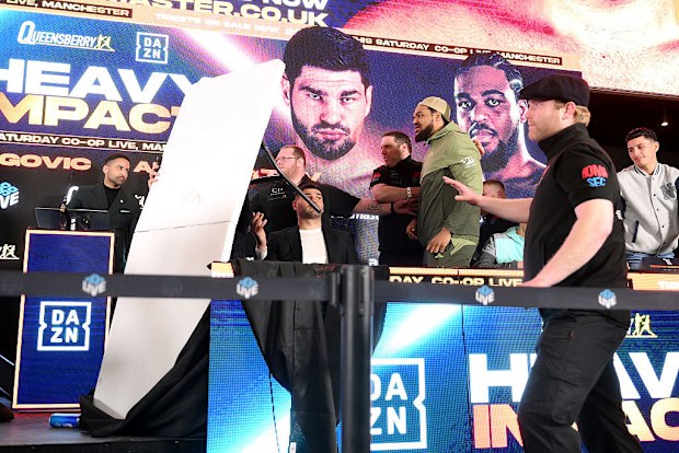 Boxing news 2025: Fighter David Adeleye hurls table at Jeamie Tshikeva ...