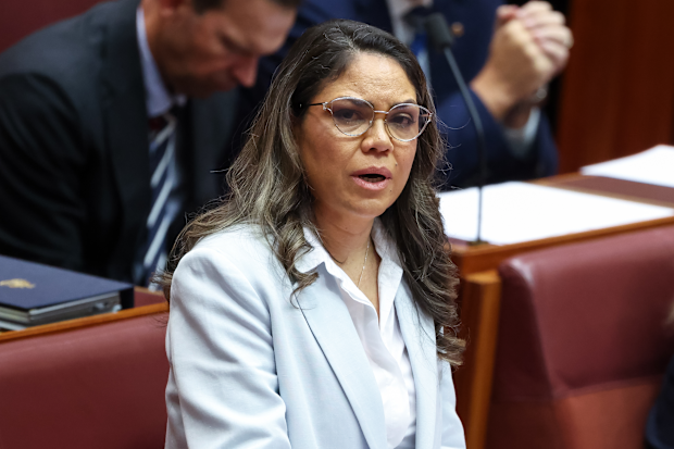 Coalition Senator Jacinta Nampijinpa Price breaks down in parliament ...