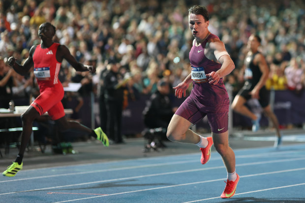 Gout Gout beaten by Lachlan Kennedy at Maurie Plant Meet in men's 200m; Cameron Myers, Oliver ...