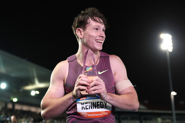 Gout Gout beaten by Lachlan Kennedy at Maurie Plant Meet in men's 200m ...