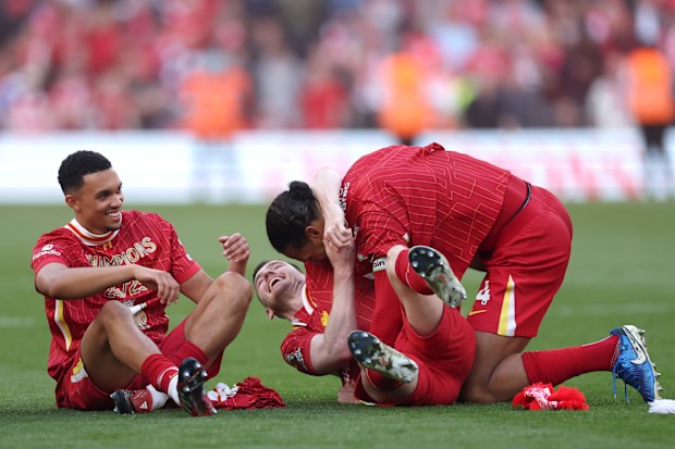 Trent Alexander-Arnold, Andrew Robertson and Virgil van Dijk of ...