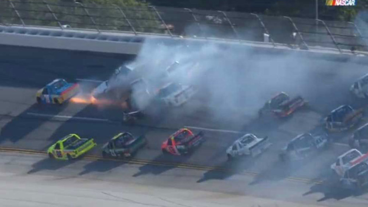 NASCAR truck crash leaves trail of mayhem