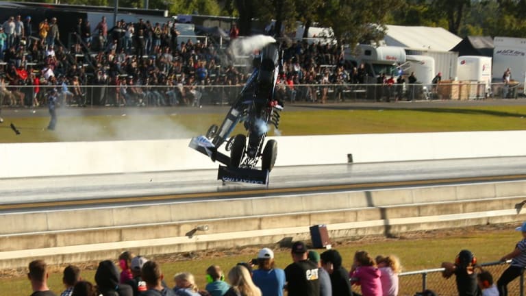 Drag racer injured in Willowbank crash