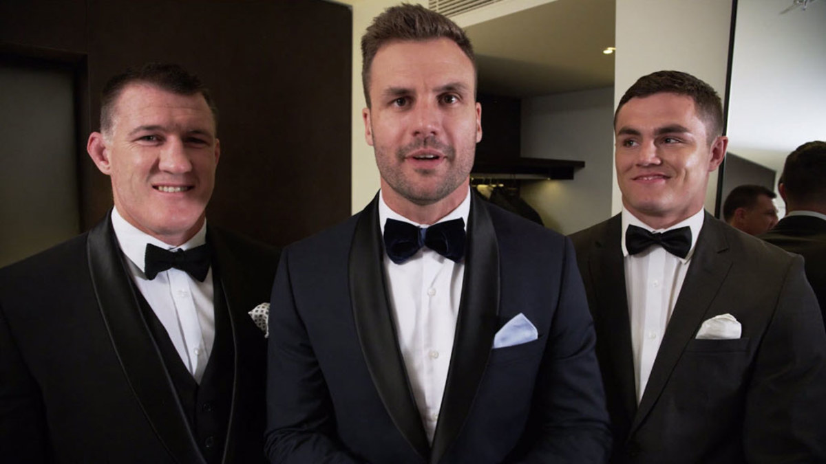 Beau Ryan, Paul Gallen and Kyle Flanagan get ready for the Dally Ms