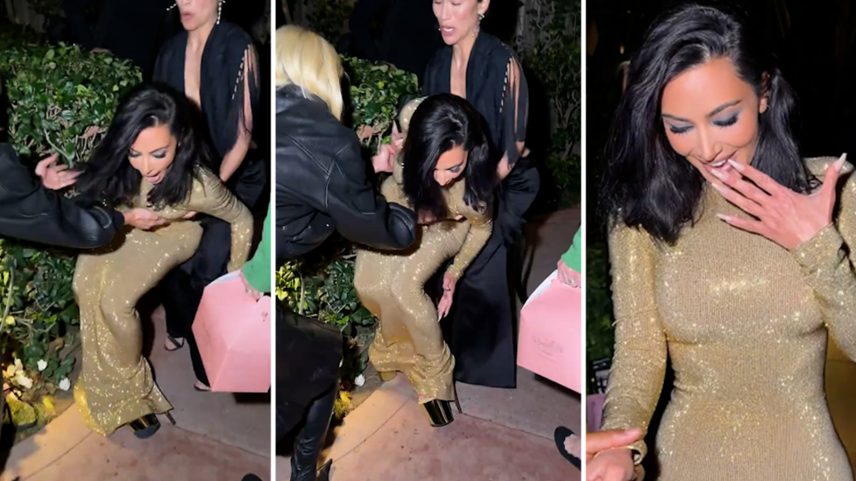 Kim Kardashian falls into hedge en route to Vanity Fair Oscars Party ...