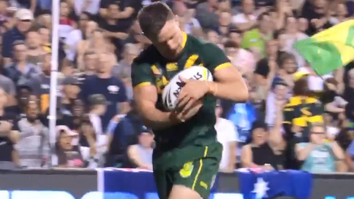 NRL news: Damien Cook celebrates an intercept try with a tribute to his ...