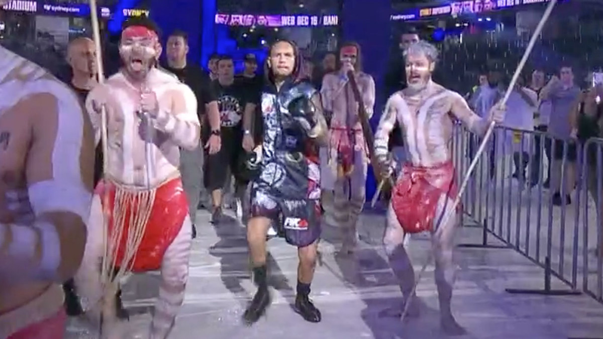 Sydney Super Fight: Paul Fleming walks with Indigenous entrance Bruno ...