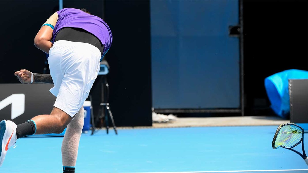 Tennis news, Nick Kyrgios launches smashed racquet into stands