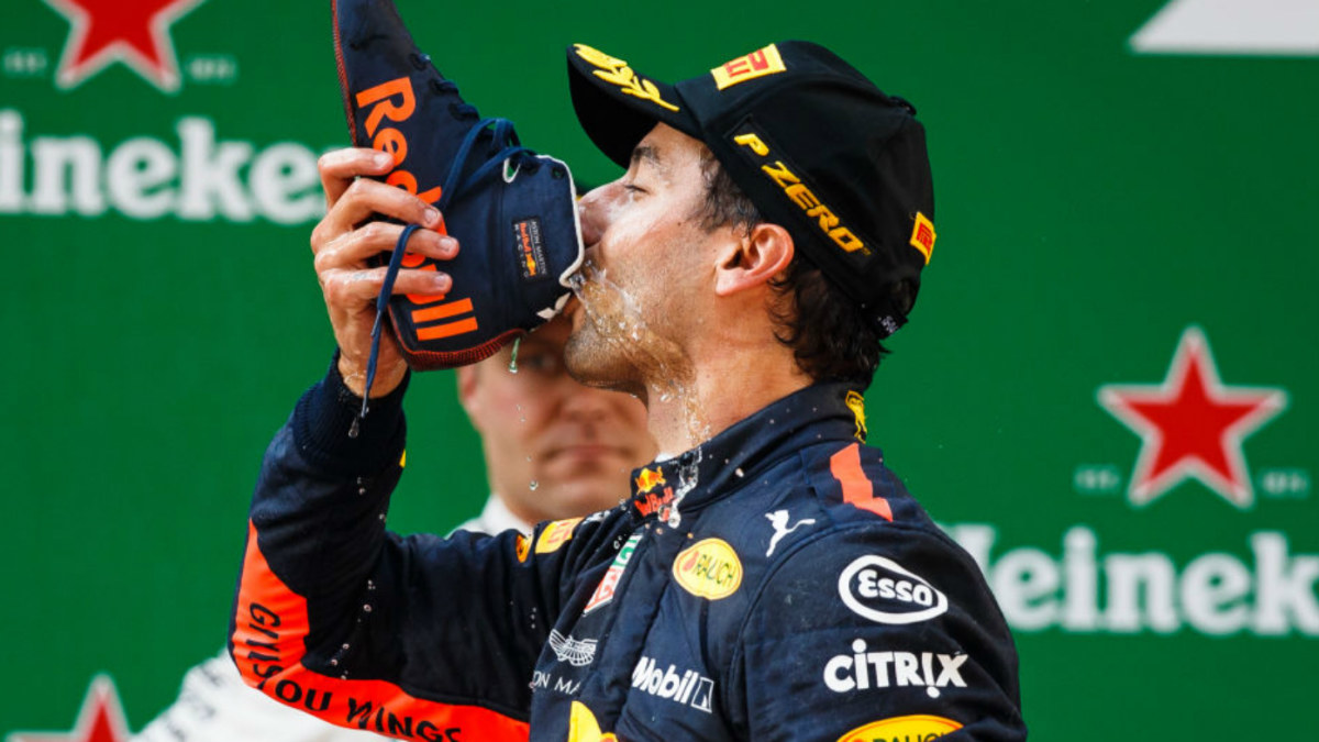 Formula One trademark Daniel Ricciardo shoey celebration