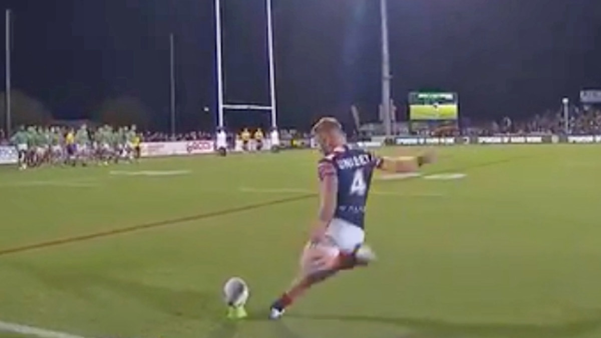 NRL: Sydney Roosters missed conversion goal kick by Adam Keighran ...