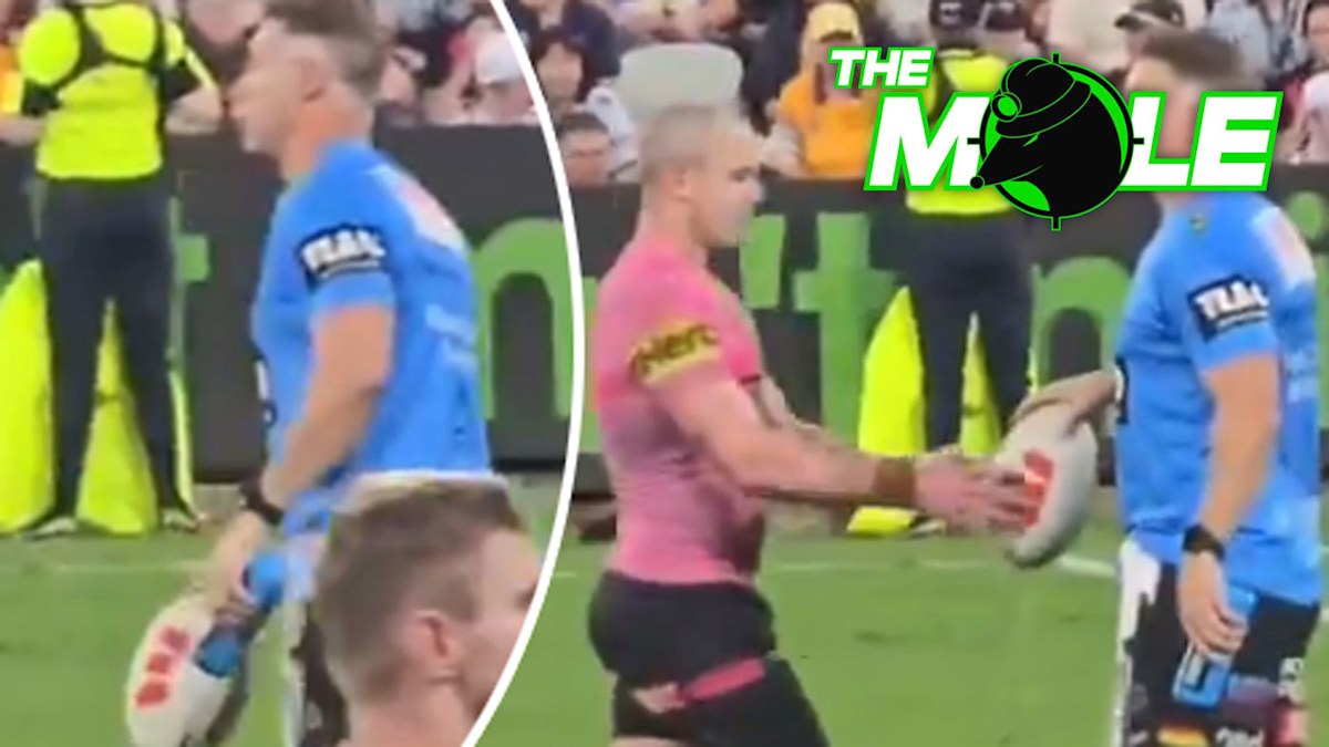 NRL news 2025 | Penrith Panthers trainer wets ball in Cowboys game ...