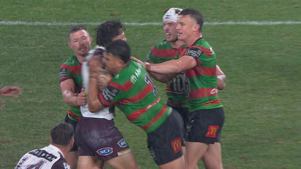 Latrell Mitchell was sent to the sin bin for running in to become ...