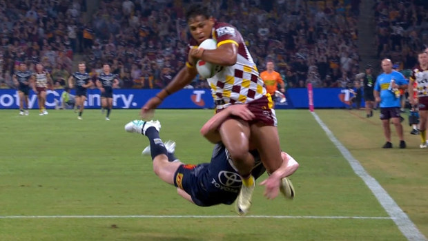 NRL news 2024 | Tom Dearden try-saving tackle on Selwyn Cobbo, Brisbane Broncos vs North ...
