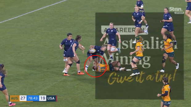 Rugby news 2025: USA centre Alev Kelter's stomp on Wallaroos' Georgina ...