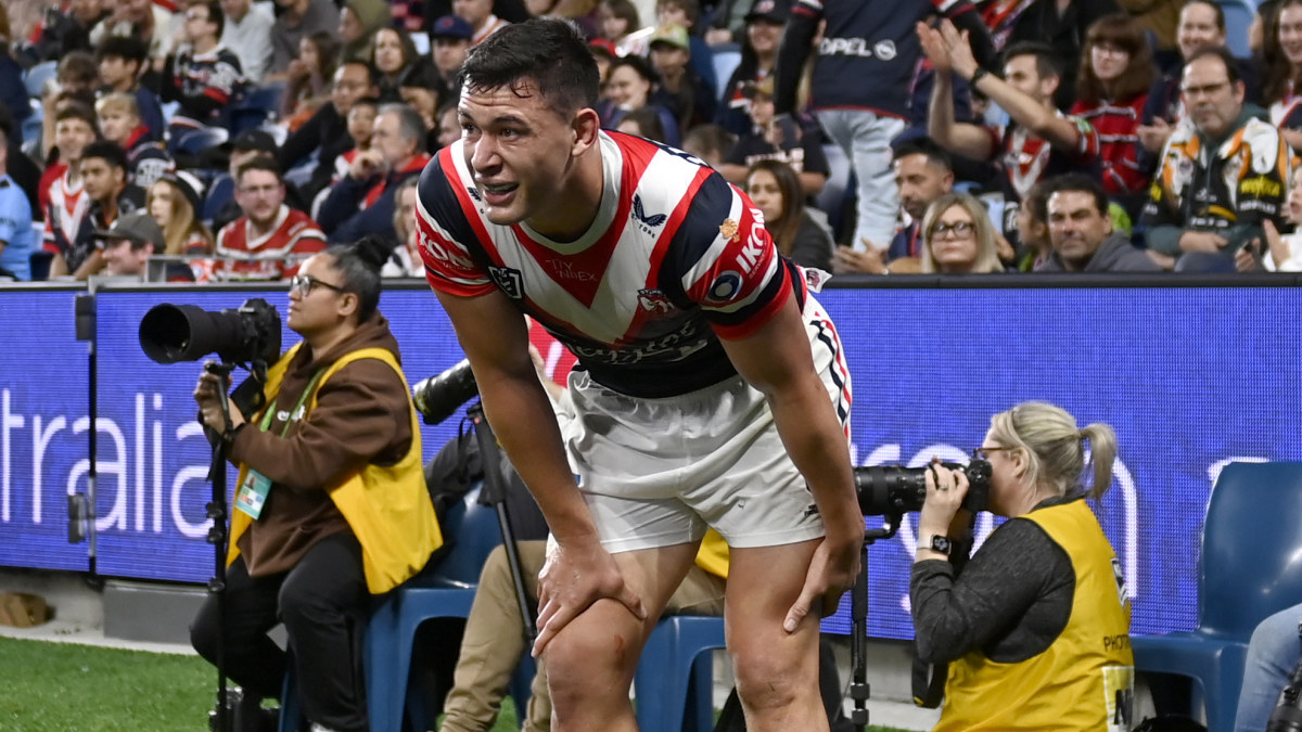 NRL news 2023: Roosters star Joey Manu suffers hamstring injury in ...