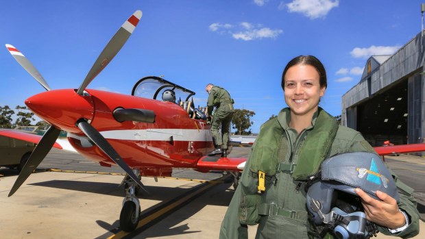 Female flight engineer eyes uncharted air