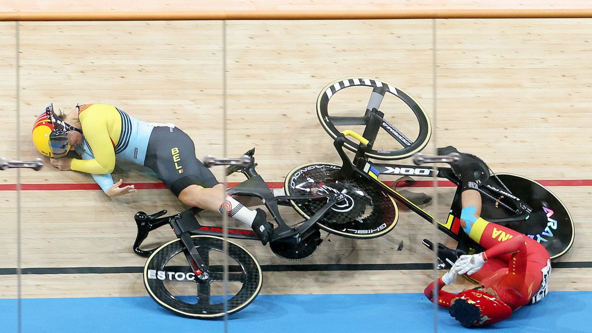 Paris Olympics 2024: Wheel appears to explode in wild velodrome crash
