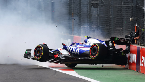 F1 news 2024 Mexican Grand Prix: Yuki Tsunoda crash, camera man's close call, photos, video ...