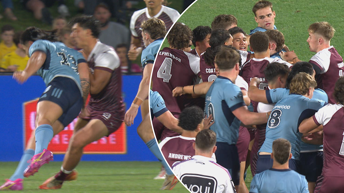 U19s State of Origin: Fight erupts after two minutes as Jordan Uta's ...