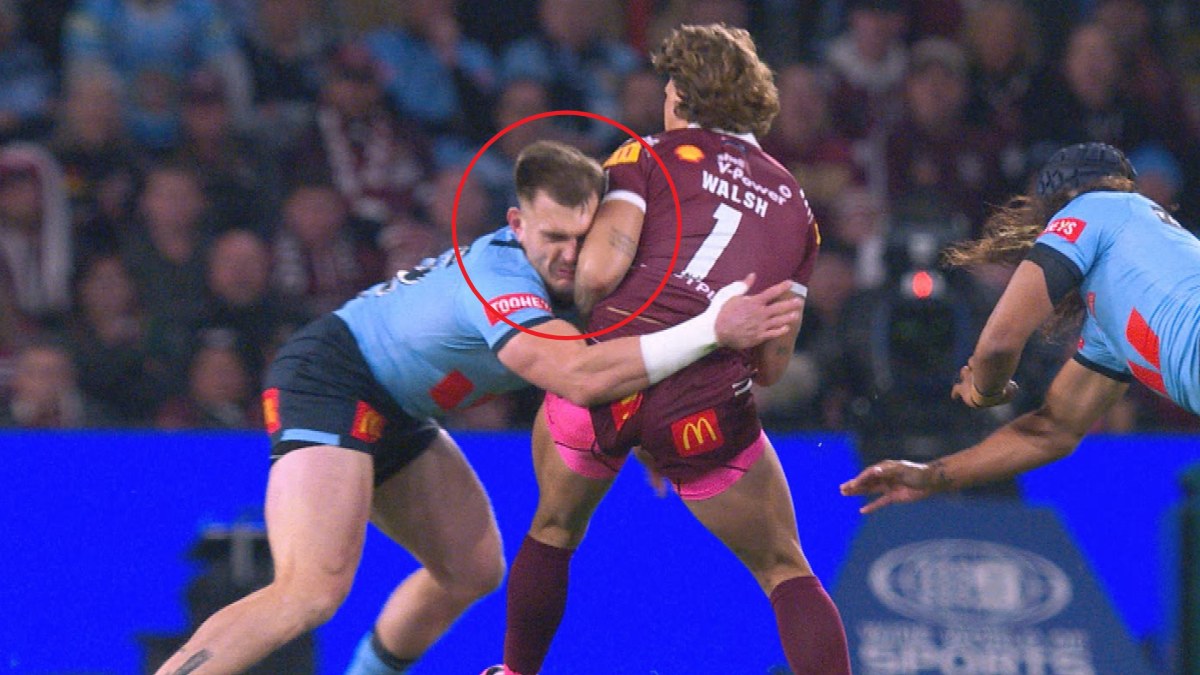 State of Origin 2024 | Angus Crichton concussion, tackle on Reece Walsh ...