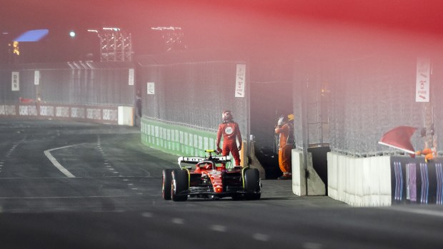 Las Vegas Grand Prix 2023: Carlos Sainz Ferrari destroyed by blown manhole cover in ...