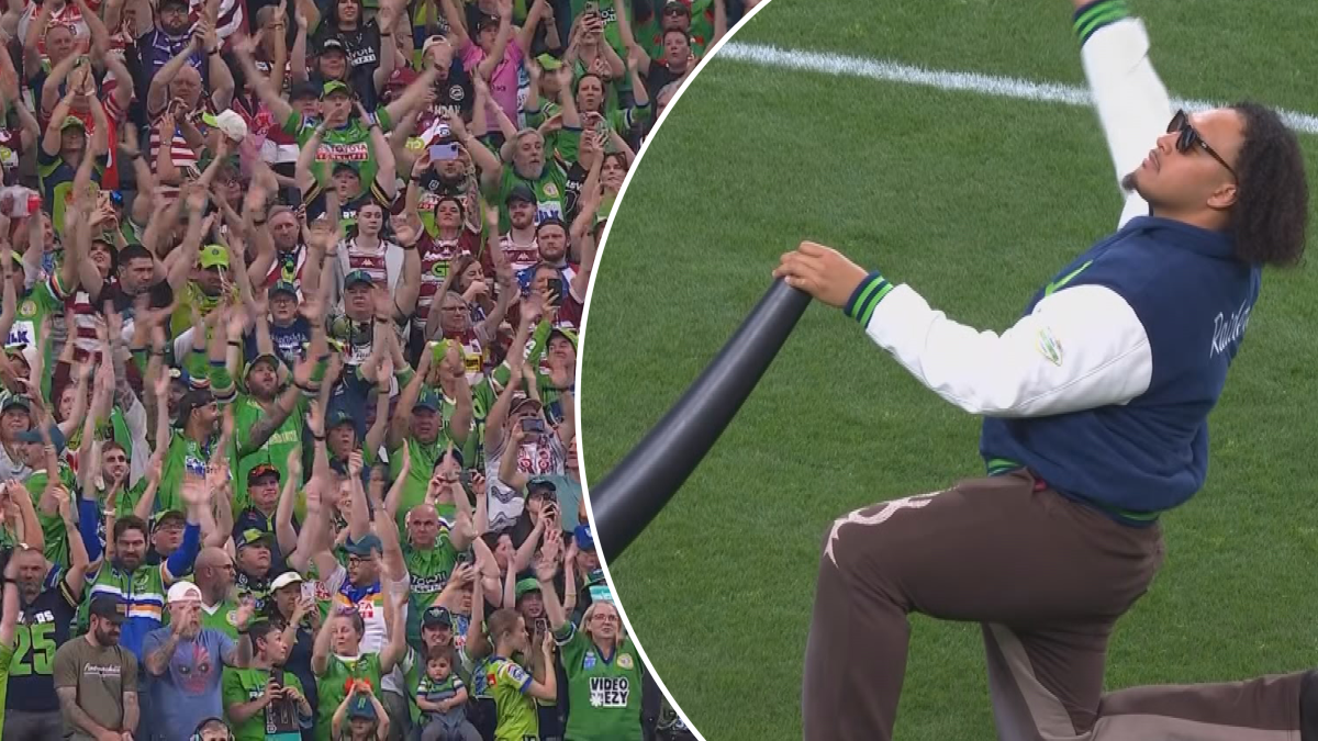 NRL news 2025: NFL star Tyler Manoa blows Viking horn in Las Vegas ...