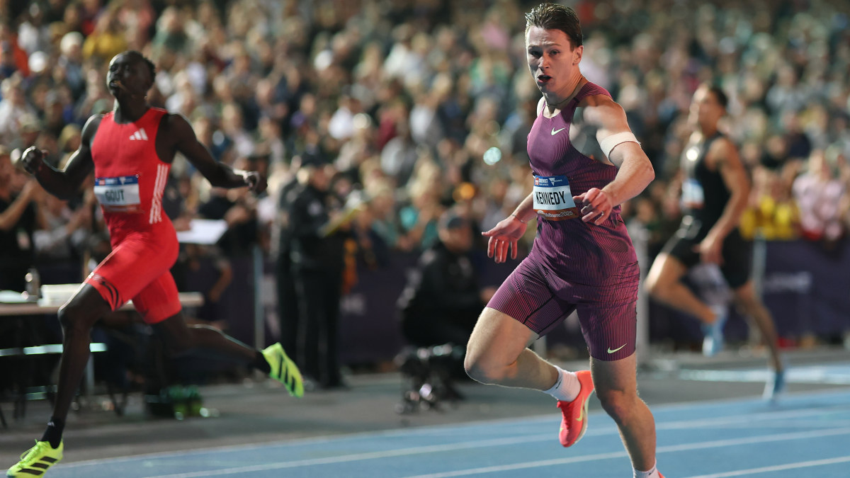 Gout Gout beaten by Lachlan Kennedy at Maurie Plant Meet in men's 200m ...