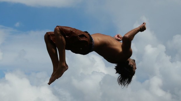 person doing backflips