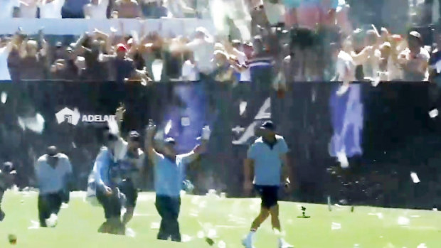 Golf news 2025, Patrick Reed hole in one LIV Adelaide watering hole video