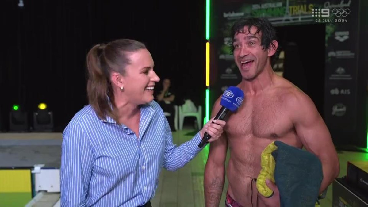 Australian Olympic Swimming Trials 2024: Celebrity relay race; Johnathan Thurston and Karl ...