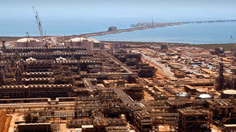 Chevron's Gorgon LNG project looks tiny from the sky but down below it ...