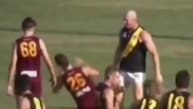 Sydney premiership captain Barry Hall caught punching football ...
