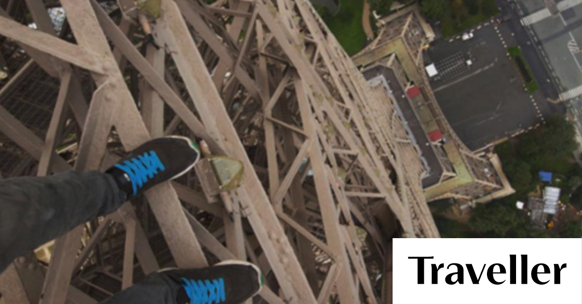 British daredevil James Kingston climbs to the top of the Eiffel Tower in Paris, captures ...