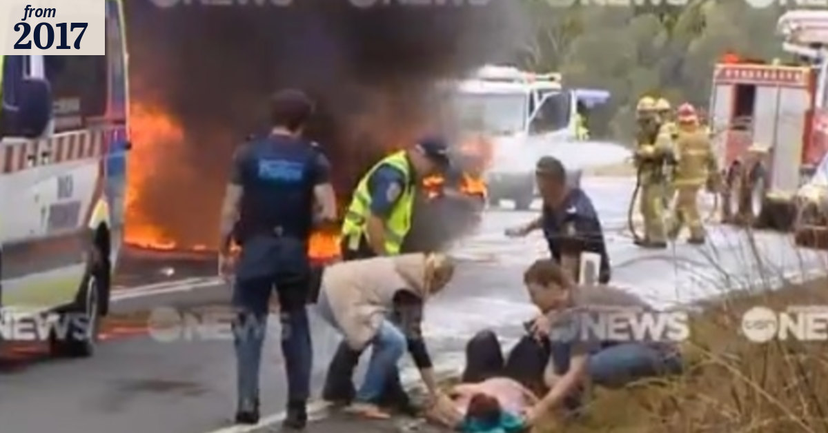 Drivers escape fireball car crash in regional Victoria uninjured