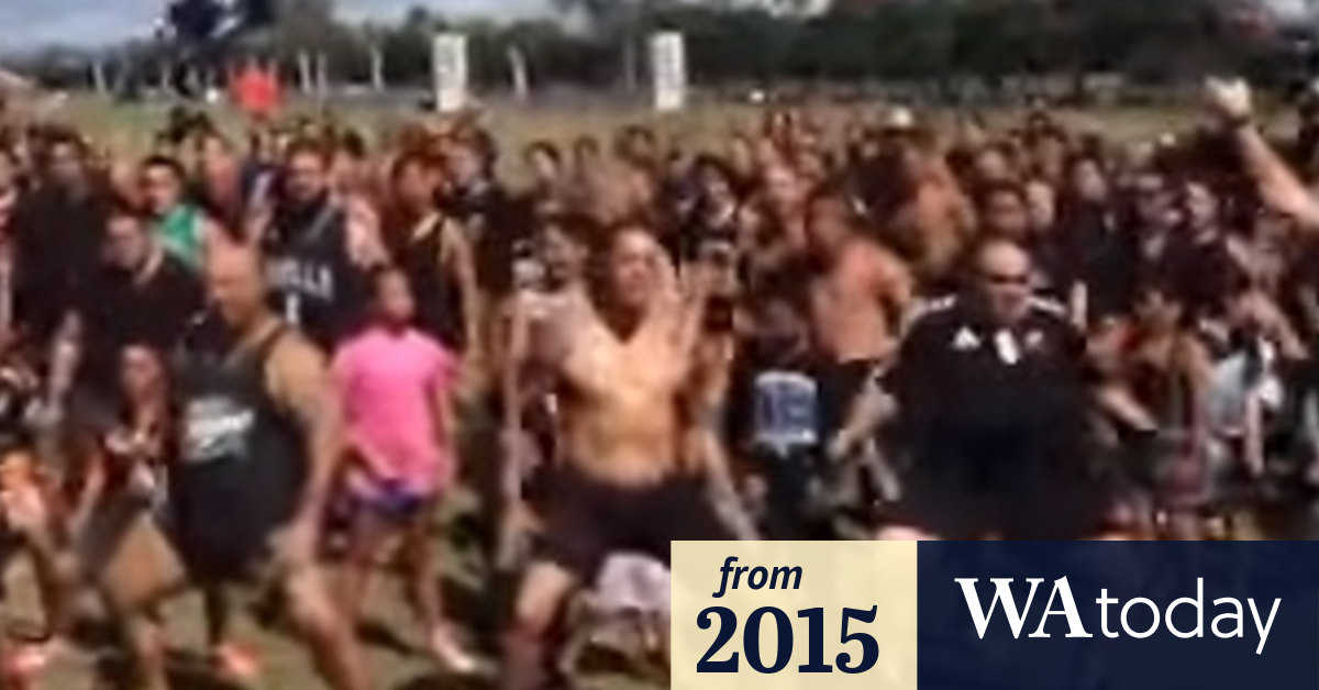 All Black fans' 'flash mob haka' at Perth's Langley Park goes viral