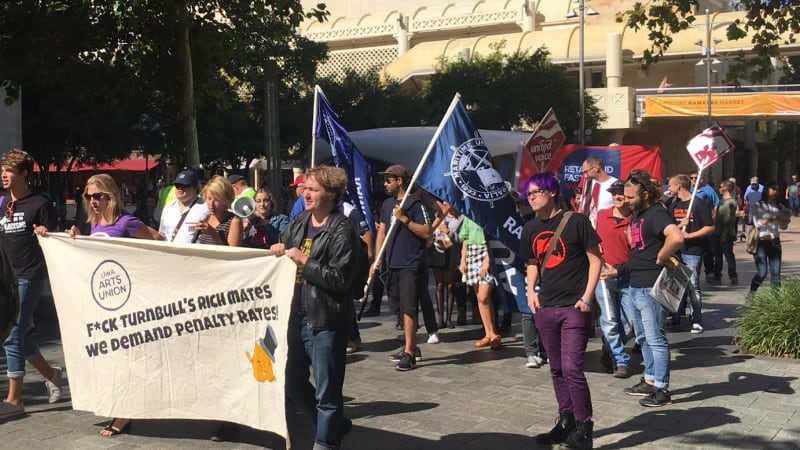 Perth students protest against federal cuts to education, pay and welfare