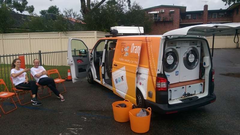 Orange Sky mobile laundry service for the homeless celebrates Perth launch