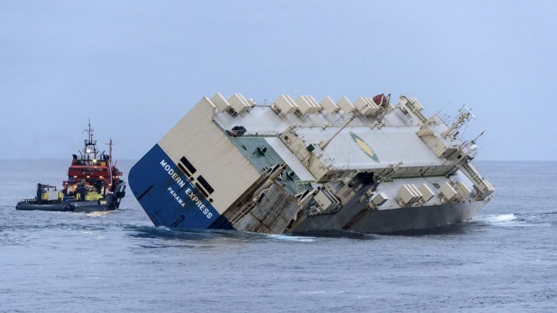 Tilting cargo ship Modern Express turned from collision course with ...