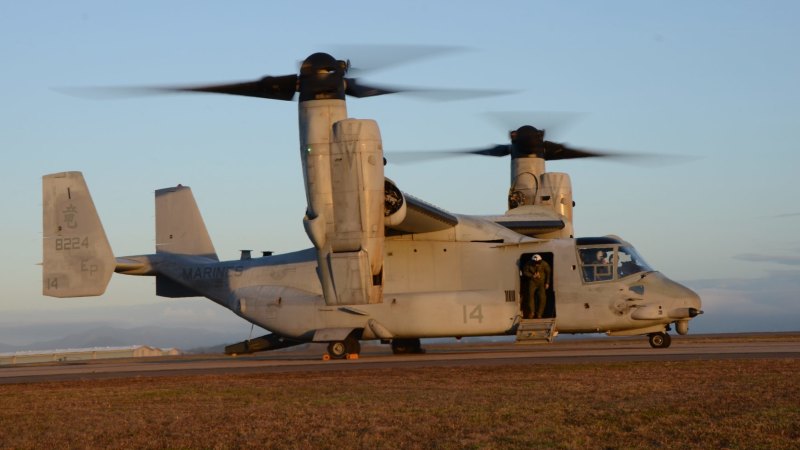 Search under way after US military heli-plane 'mishap' off Queensland coast