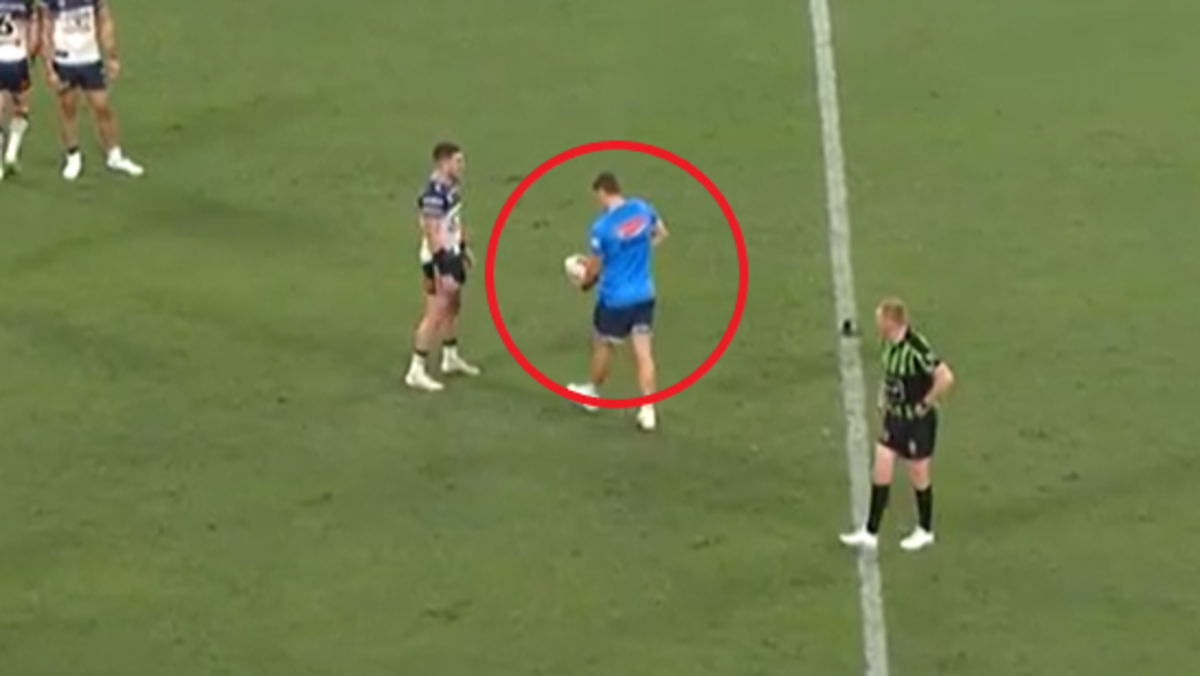 NRL news 2025: Cowboys trainer Mitch Dunn caught wetting ball vs ...